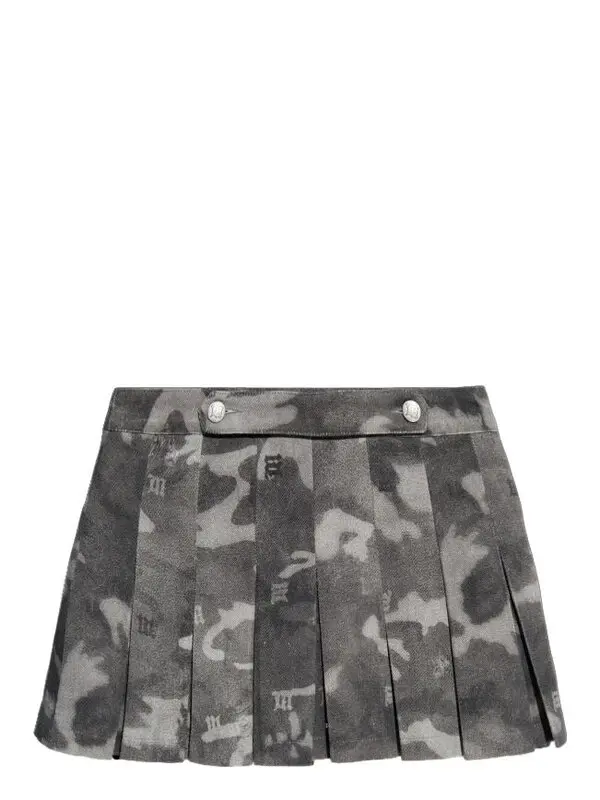 MISBHV Camouflage Print Pleated Mini Skirt - Black
