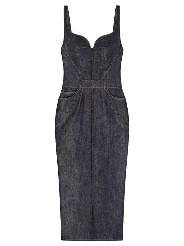 Givenchy Raw Denim Kickback Dress - Black