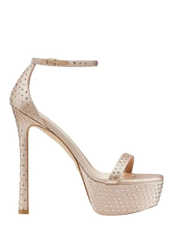 STUART WEITZMAN Embellished Platform Sandals - Nude