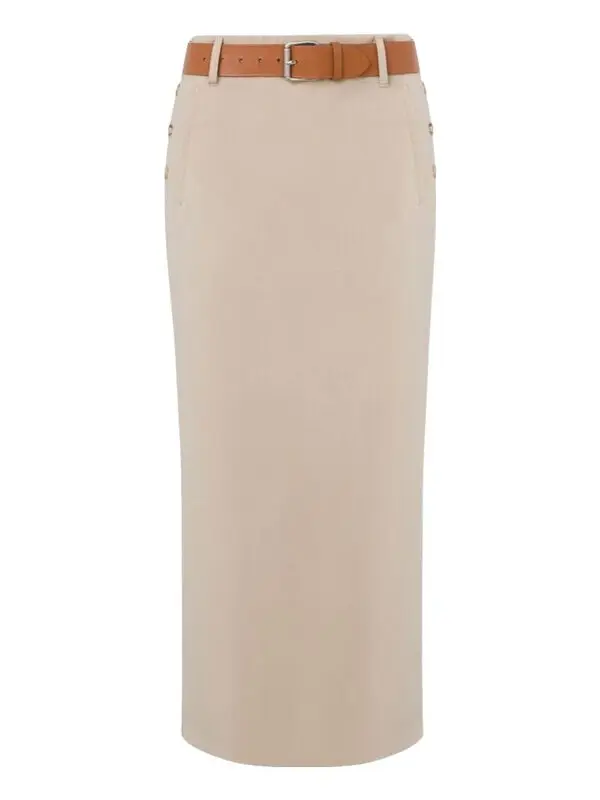 Moschino Belted Buckle Detailed Skirt - Sand Beige