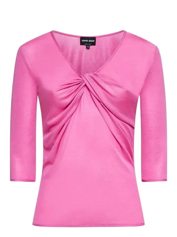 Giorgio Armani V-neck Jersey Pullover - Pink