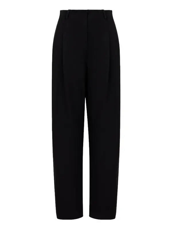 Emporio Armani Pleated High-rise Casual Pants - Black
