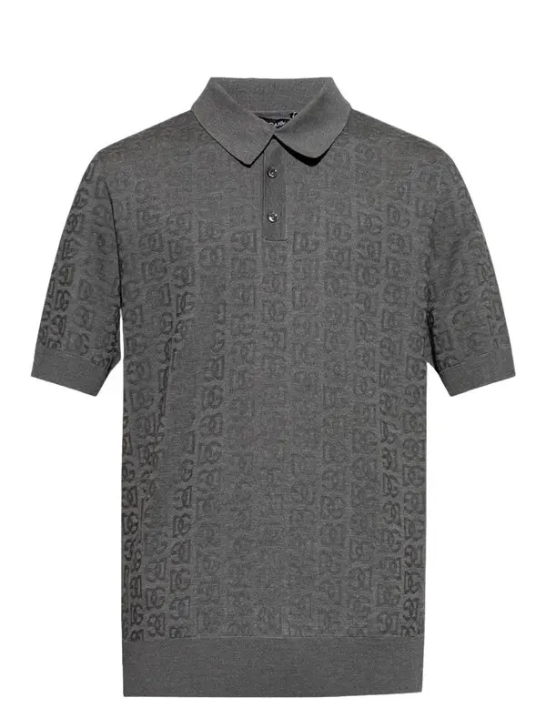 Dolce & Gabbana Dolce Gabbana Dg Logo Jacquard Knitted Polo Shirt - Black