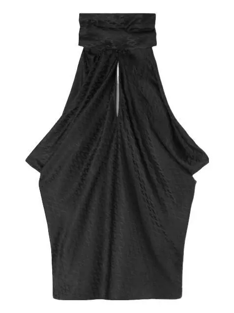 Versace Textured Chevron Halterneck Top - Black