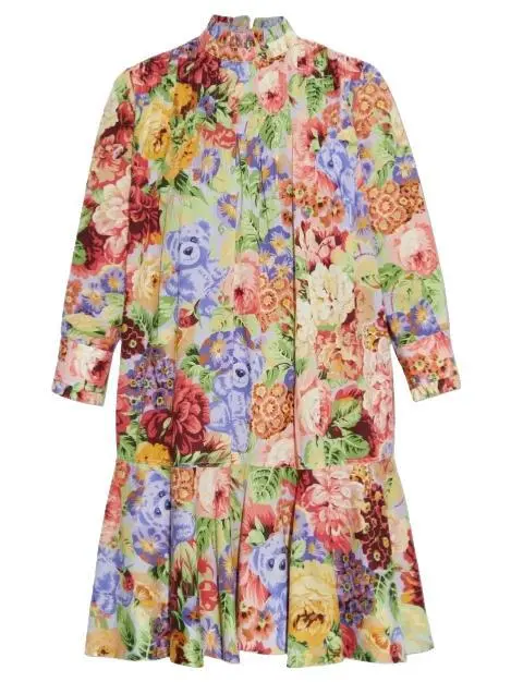 Moschino Multicolor Floral Print Dress - Nude