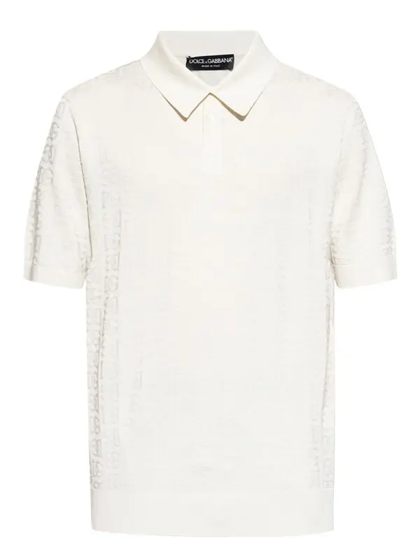 Dolce & Gabbana Dolce Gabbana Dg Logo Jacquard Knitted Polo Shirt - White
