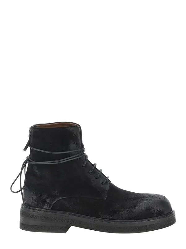 Marsèll Round Toe Lace Up Ankle Boots With Zip Closure - Black