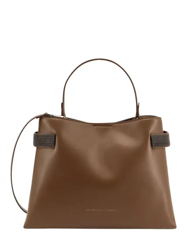 Brunello Cucinelli Lettering Shoulder Bag - Brown