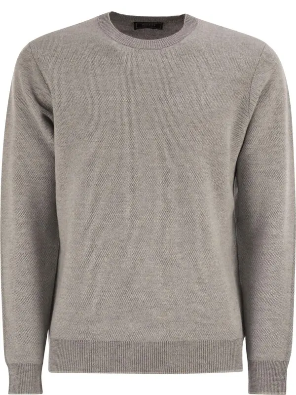 Peserico Textured Crew Neck Knitwear - Gray