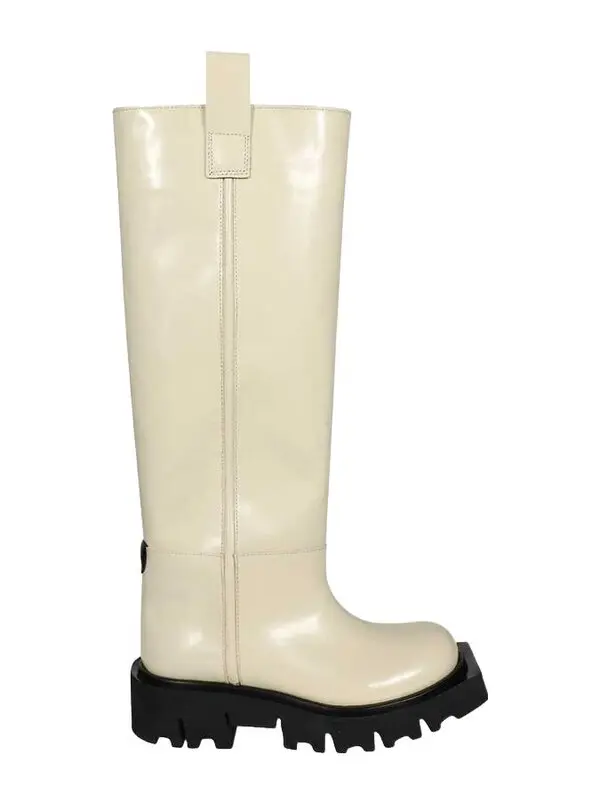 MSGM Square-toe Chunky-sole Boots - Nude