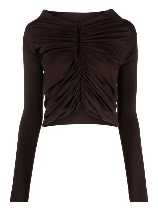 Dolce & Gabbana Ruched Zip-up Long-sleeve Top - Black