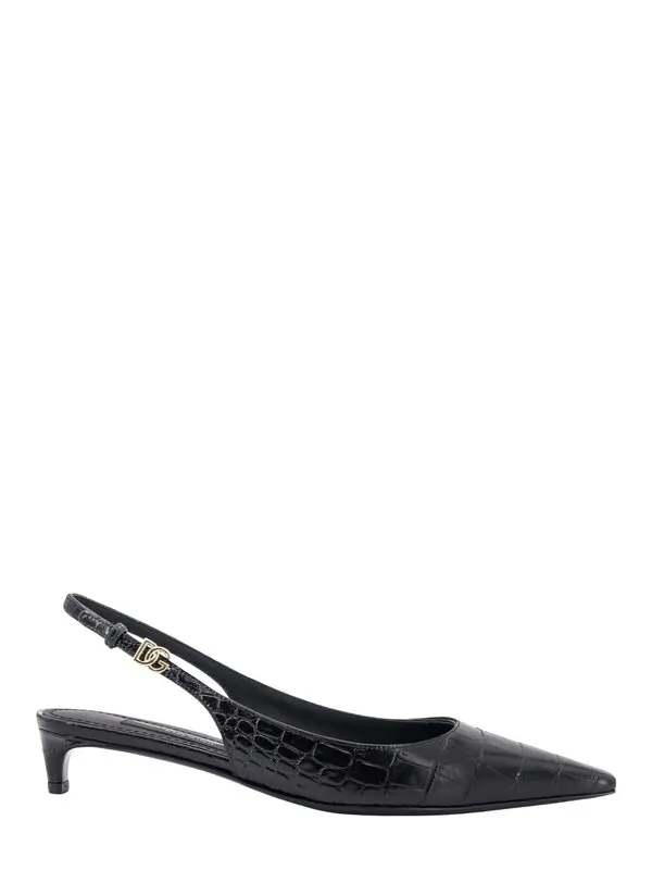 Dolce & Gabbana Logo Appliqué Pointed-toe Slingback Pumps - Black