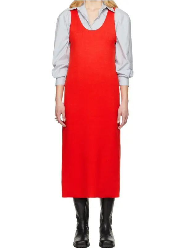 Auralee Sleeveless Knitted Midi Dress - Red
