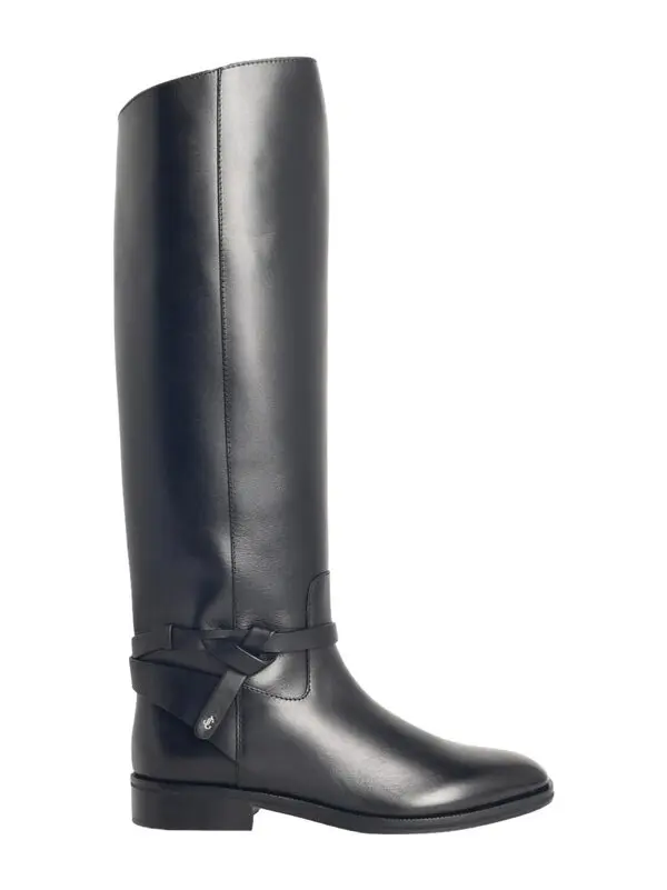 JIMMY CHOO Knotted-strap Leather Boots - Black