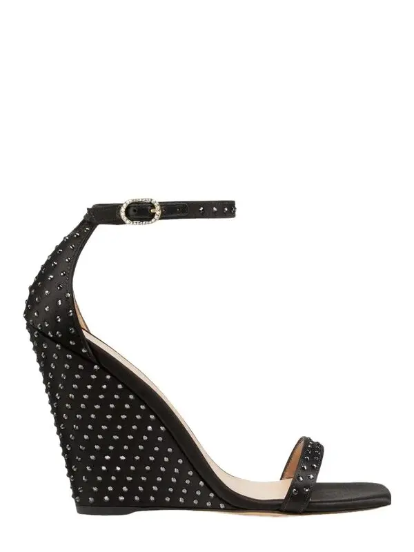 STUART WEITZMAN Crystal-embellished Wedge Sandals - Black