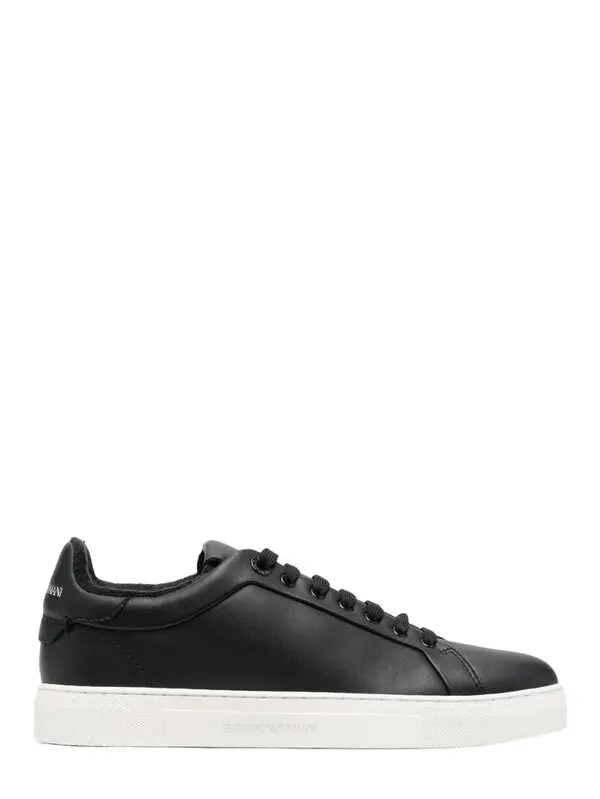 Emporio Armani Logo Print Lace-up Sneakers - Black