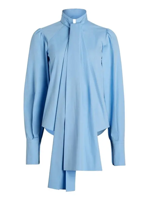 PATOU Ascot Tied-neck Blouse - Air Blue