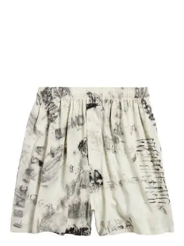 Balenciaga Printed Elastic Waist Shorts - Grey