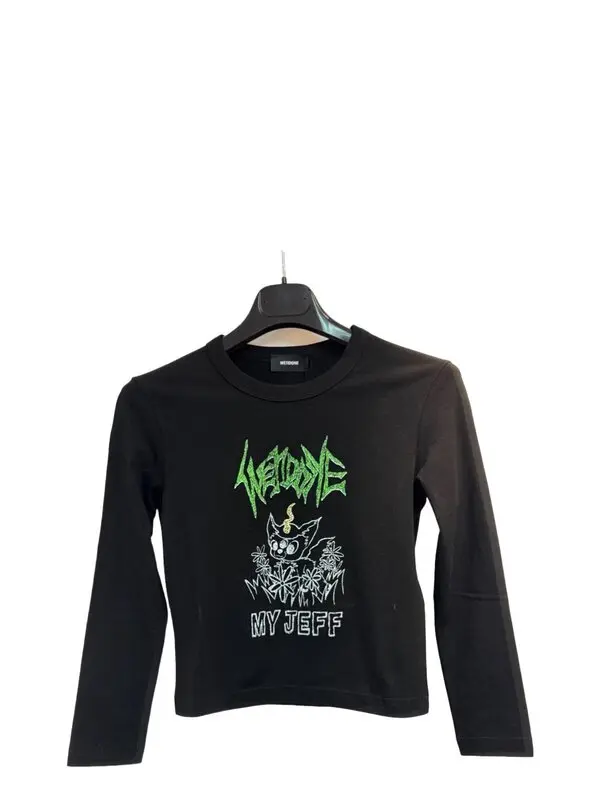 We11Done Long Sleeve Graphic Crewneck Sweater - Black
