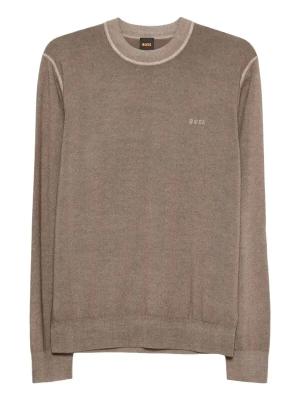 Hugo Boss Crew Neck Virgin Wool Sweater - Gray