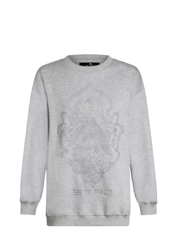 Etro Crewneck Sweatshirt With Embroidered Logo - Gray