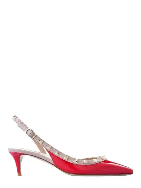 Valentino Garavani Pointed Toe Rivet Embellished Slingback Sandals - Red