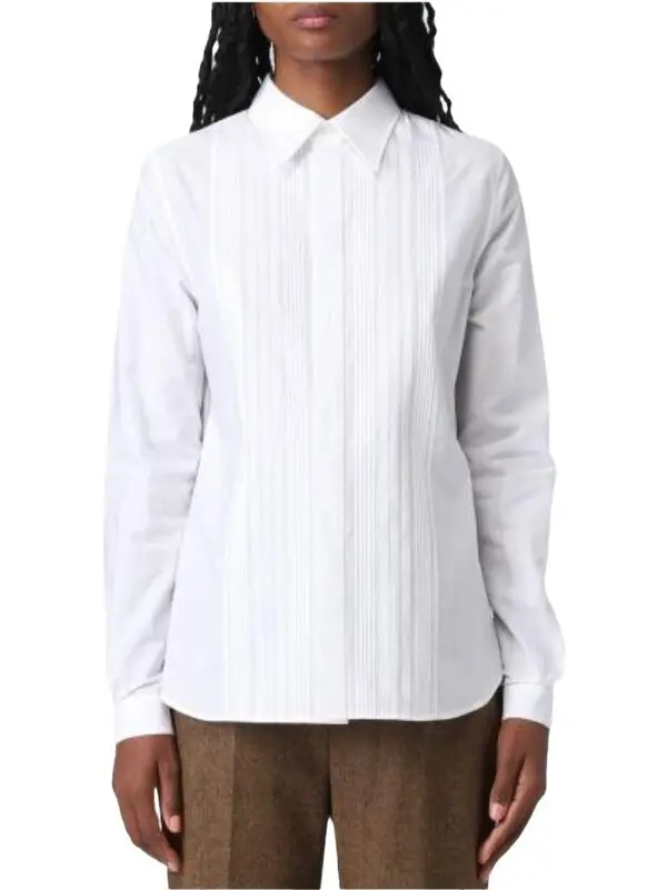 Saint Laurent Long-sleeve Shirt With Pleated Details - White