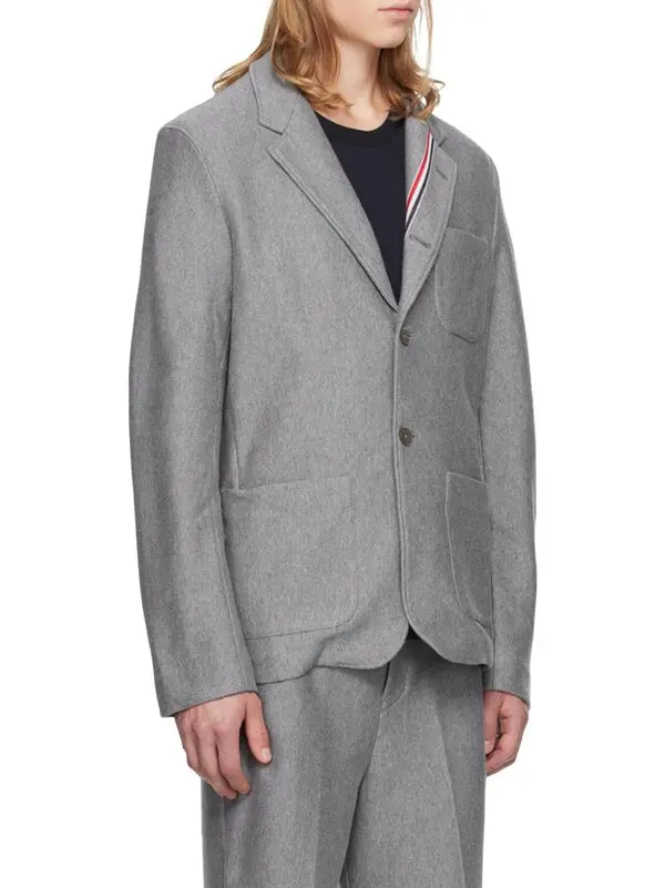 Thom Browne Rwb-stripe Button-up Jacket - Medium Gray