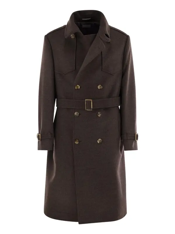 Brunello Cucinelli Double-breasted Belted Coat - Black