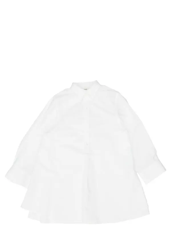 Celine Collared Dress With Curved Hem - White