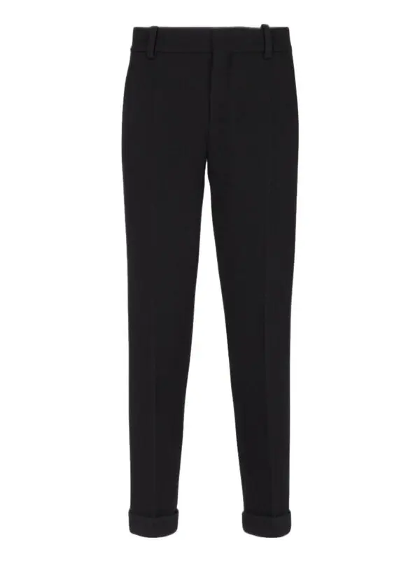 Balmain Crepe Tailored Straight-leg Trousers - Black