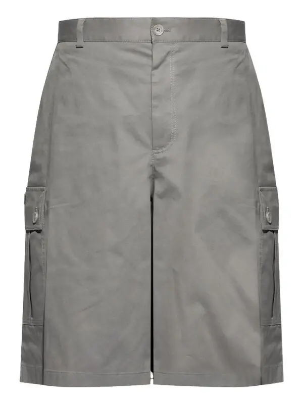 Dolce & Gabbana Cargo Shorts With Logo Plaque - Grey