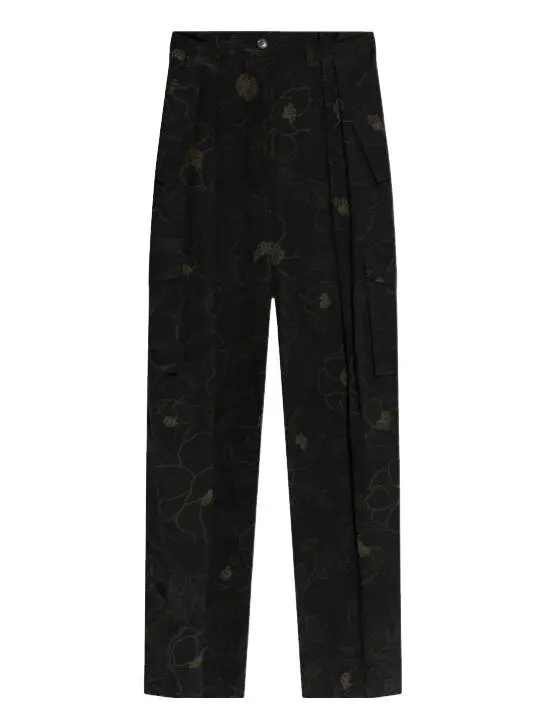 Dries Van Noten Graphic Print Cargo Trousers - Black