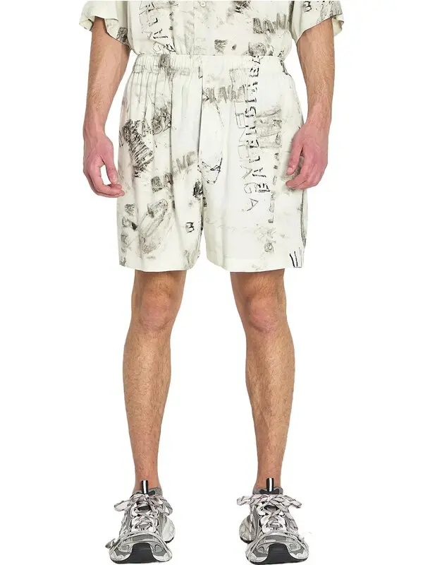 Balenciaga Printed Pyjama Shorts - White