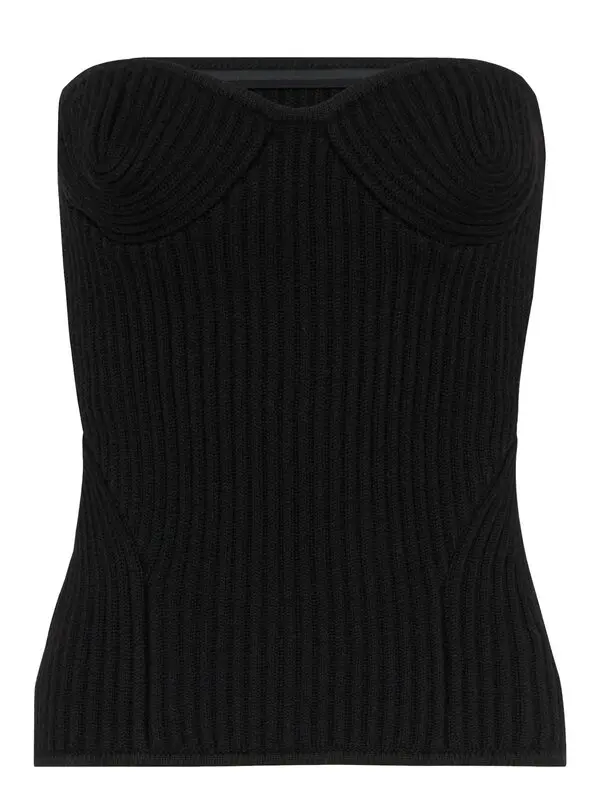 JEAN PAUL GAULTIER Ribbed Knit Bustier Waist Vest - Black