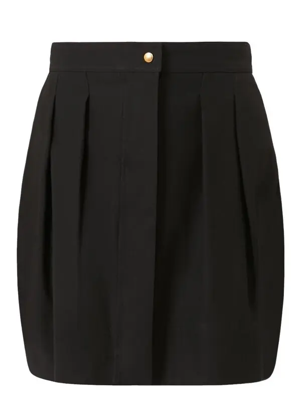 Max Mara Pleated Cotton Twill Skirt - Black