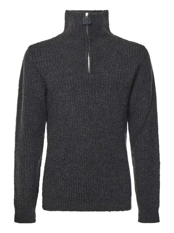 Dolce & Gabbana Zip-up Turtleneck Sweater - Black