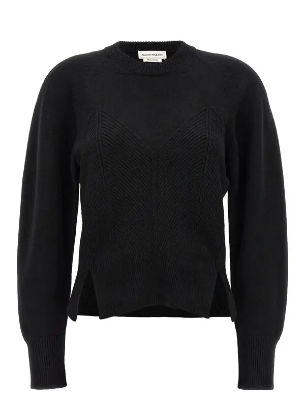 Alexander McQueen Chevron Corset Crewneck Jumper - Black