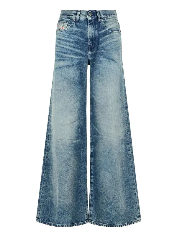 DIESEL® Logo Patch Wide-leg Jeans - Lightblue