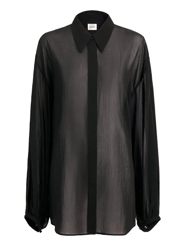 Khaite Long-sleeved Sheer Shirt - Black