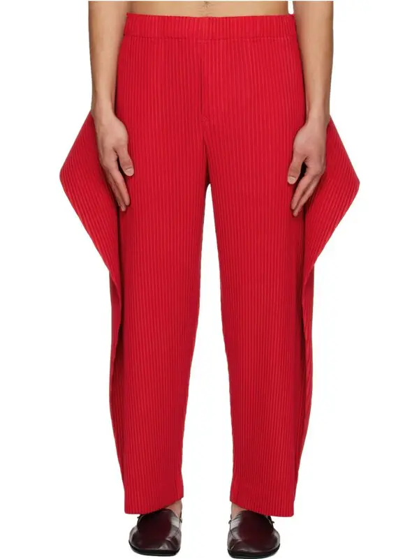 Issey Miyake Red Cover And Fold Casual Pants - Tomato Red