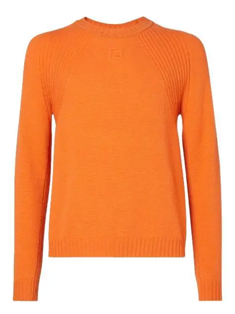 Fendi Crewneck Jumper With Embossed Ff Detail - Orange