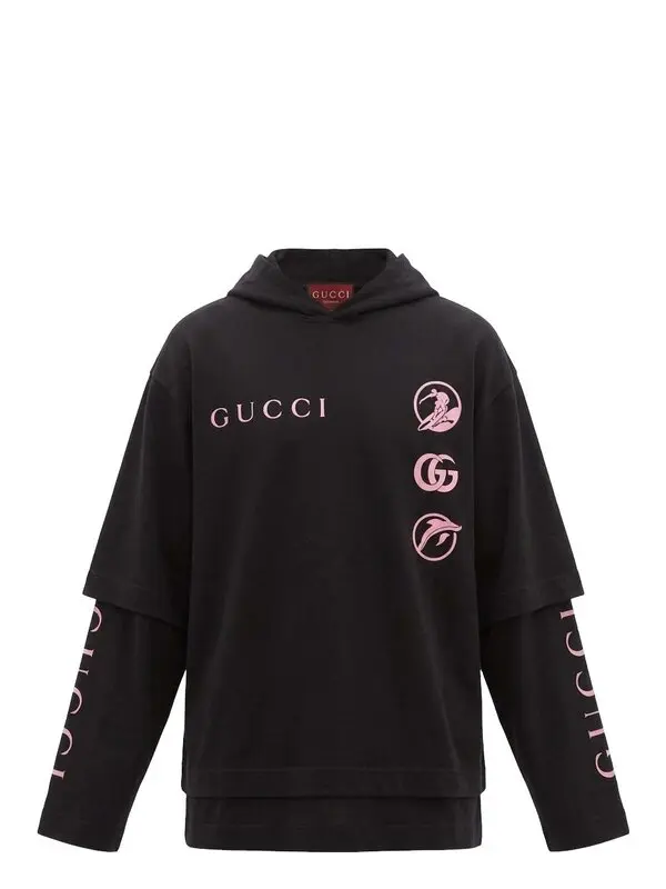 Gucci Printed Cotton Jersey Long-sleeve T-shirt - Black