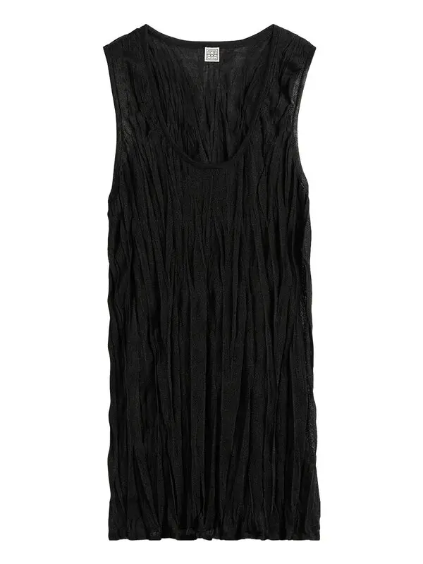 TOTEME Crinkled Knit Tank Top - Black