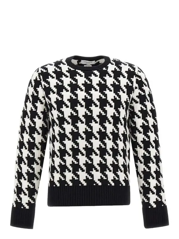 Thom Browne Houndstooth Jacquard Pullover - Black