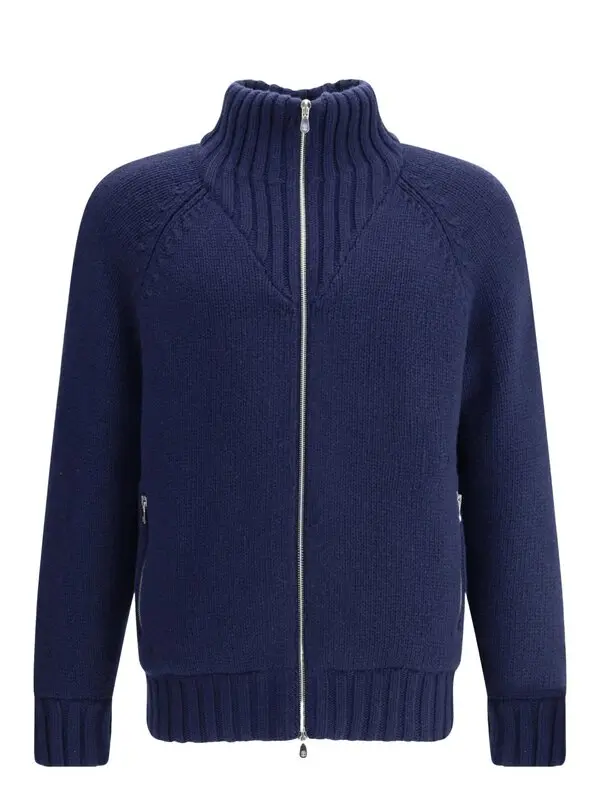 Brunello Cucinelli High Neck Zip-up Jacket - Blue