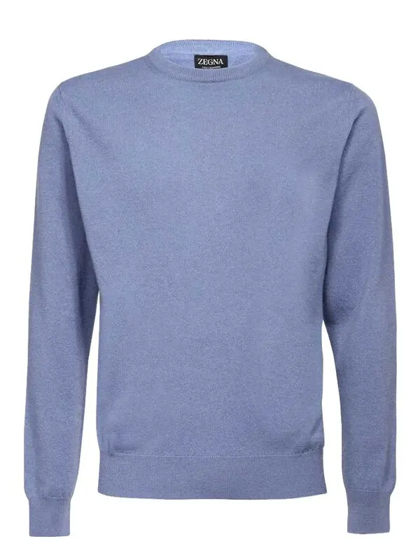 Zegna Round Neck Long-sleeved Sweater - Purple