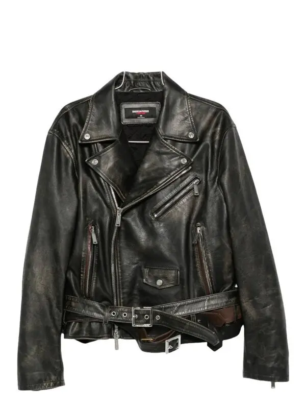 Dsquared2 Zip-up Belted Biker Jacket - Black
