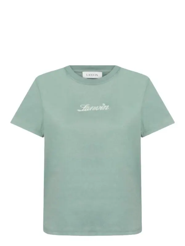 LANVIN Embroidered Logo Crewneck T-shirt - Green