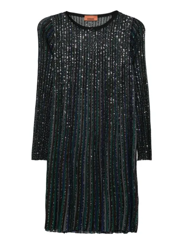 Missoni Lurex Long-sleeved Short Dress - Black
